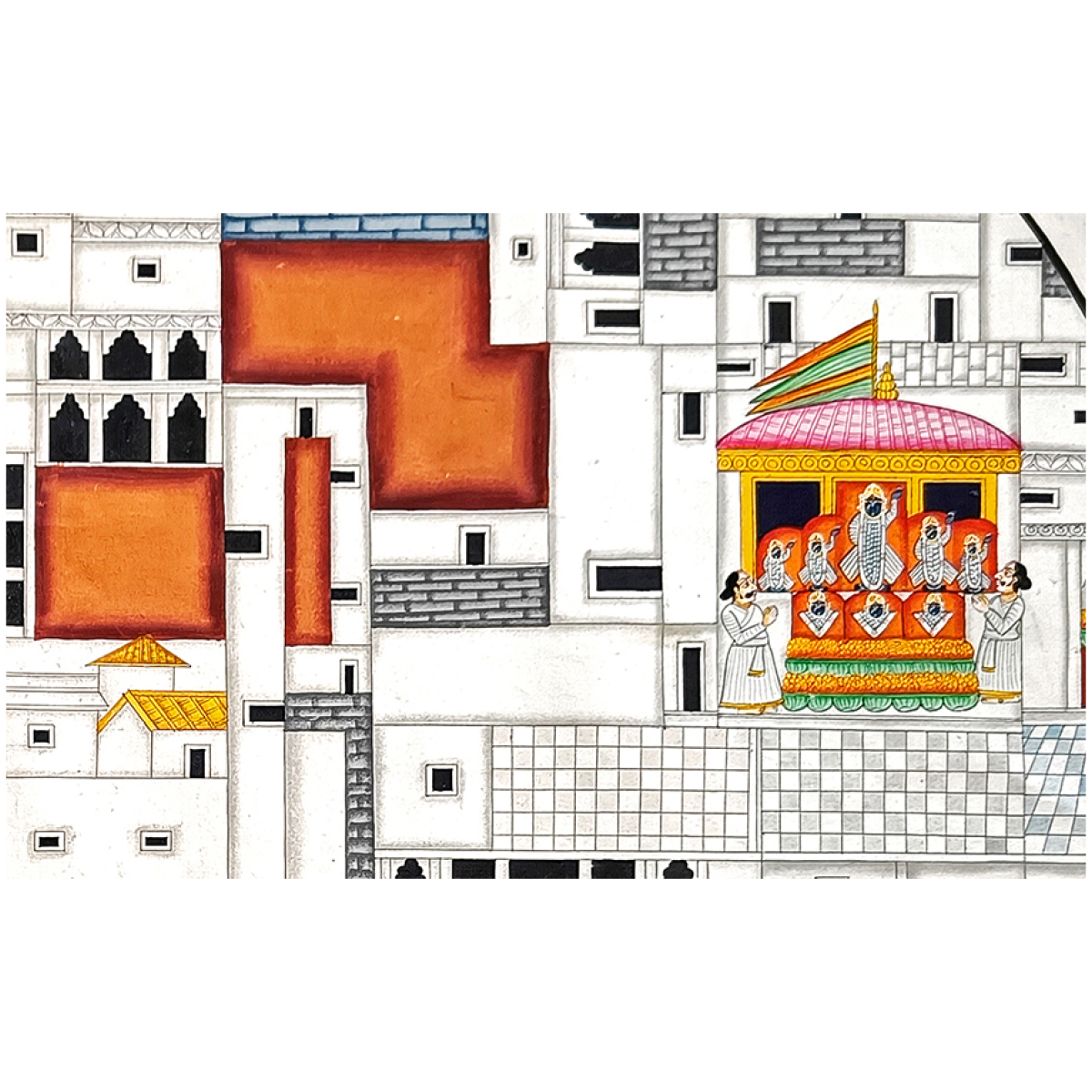 Circular Pichvai: Nathdwara Map (Shrine) – Red Earth